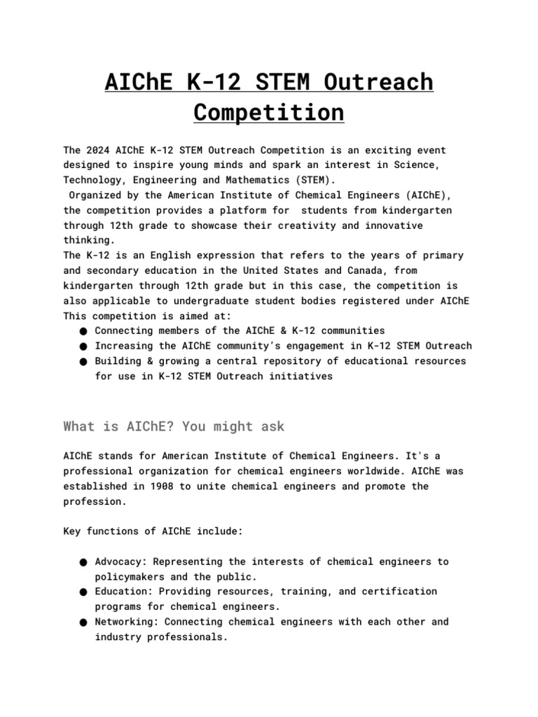 AIChE Competition Breakdown | PDF | Science, Technology, Engineering, And Mathematics | Business