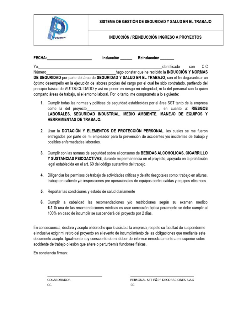 PROGRAMA DE INDUCCION Y CAPACITACION P&FP.. (1) - Editado | PDF