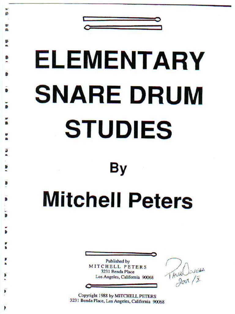 Elementary Snare Drums - Mitchell Peters | PDF