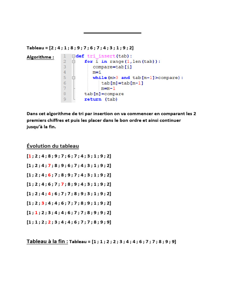 Tri par insertion | PDF