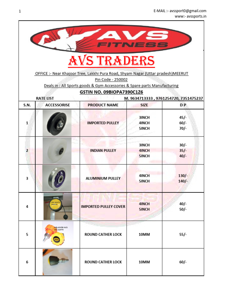 AVS SPORTS & FITNESS PLASTIC SPARE PARTS | PDF