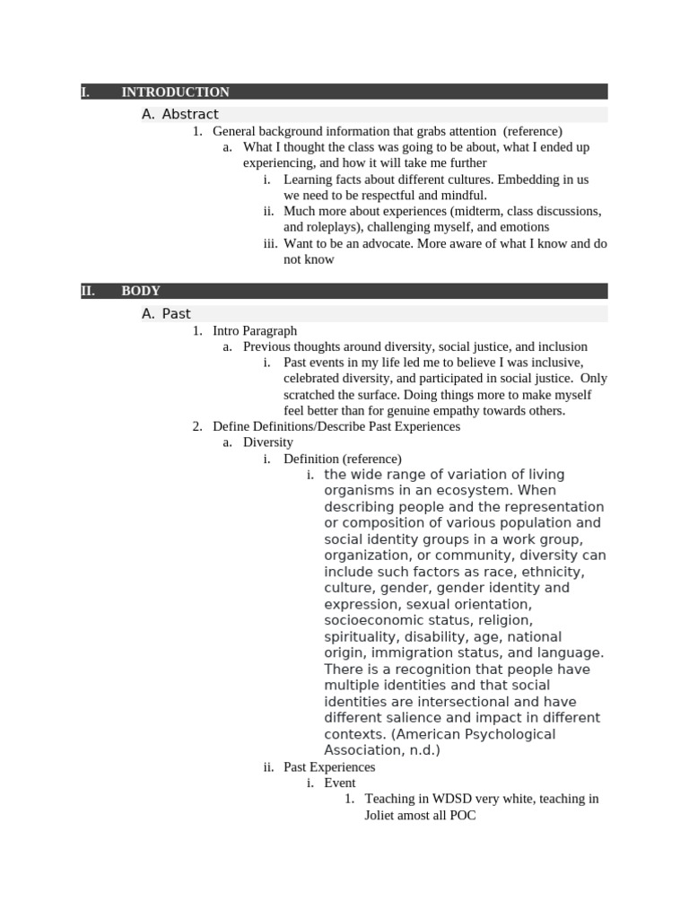Final Multicultural Paper Outline | PDF