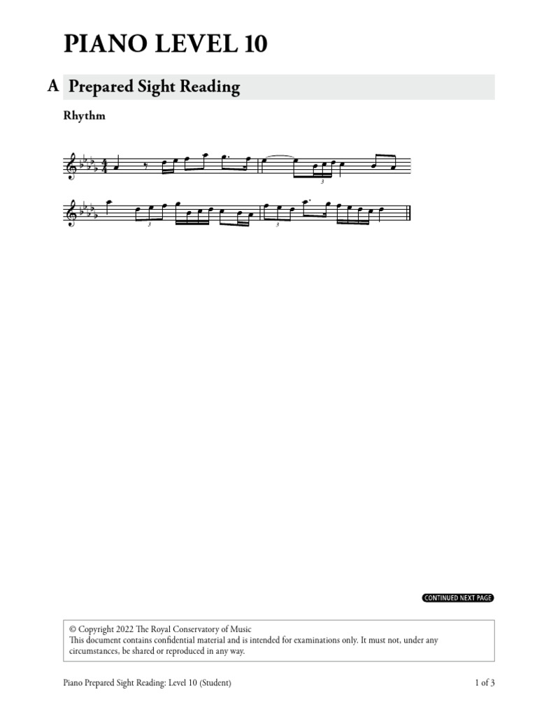 Piano Level 10: Prepared Sight Reading A | PDF