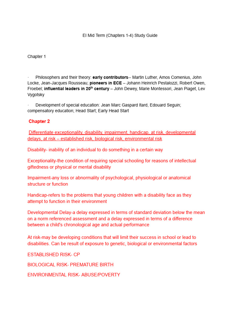 EI Mid Term (Chapters 1-4) Study Guide | PDF