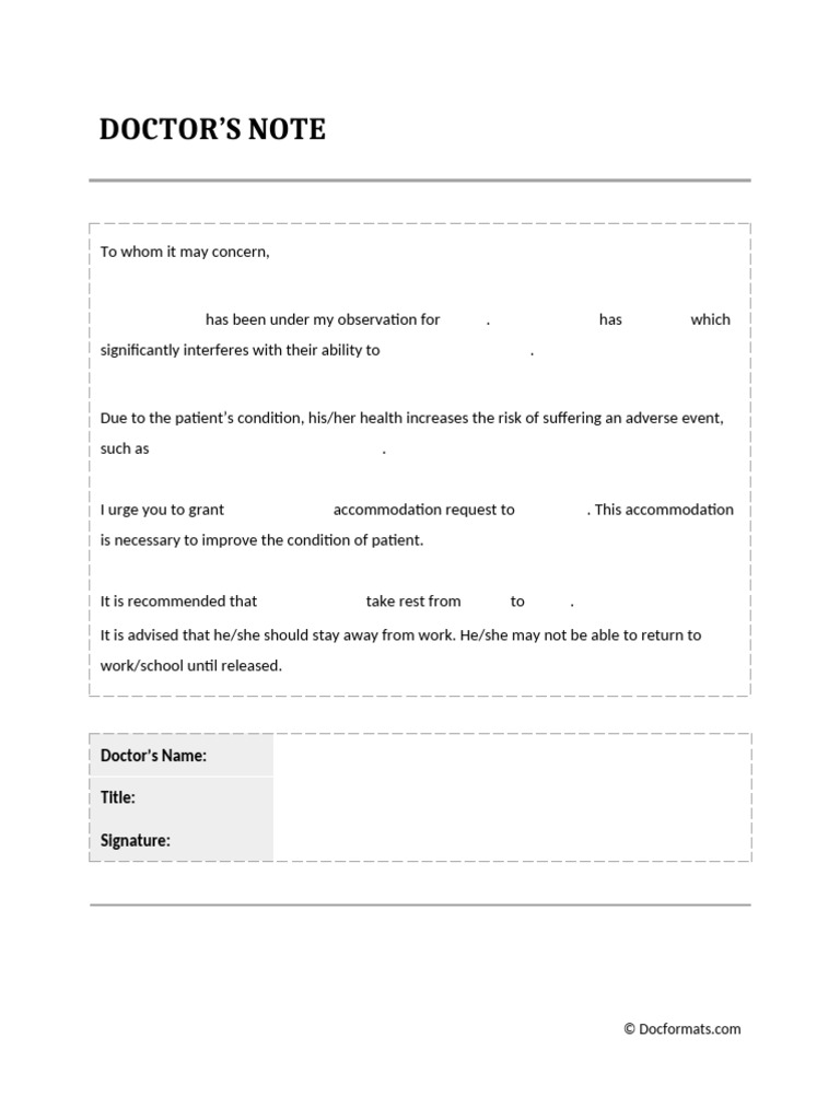 Printable Urgent Care Doctors Note Template - Word | PDF