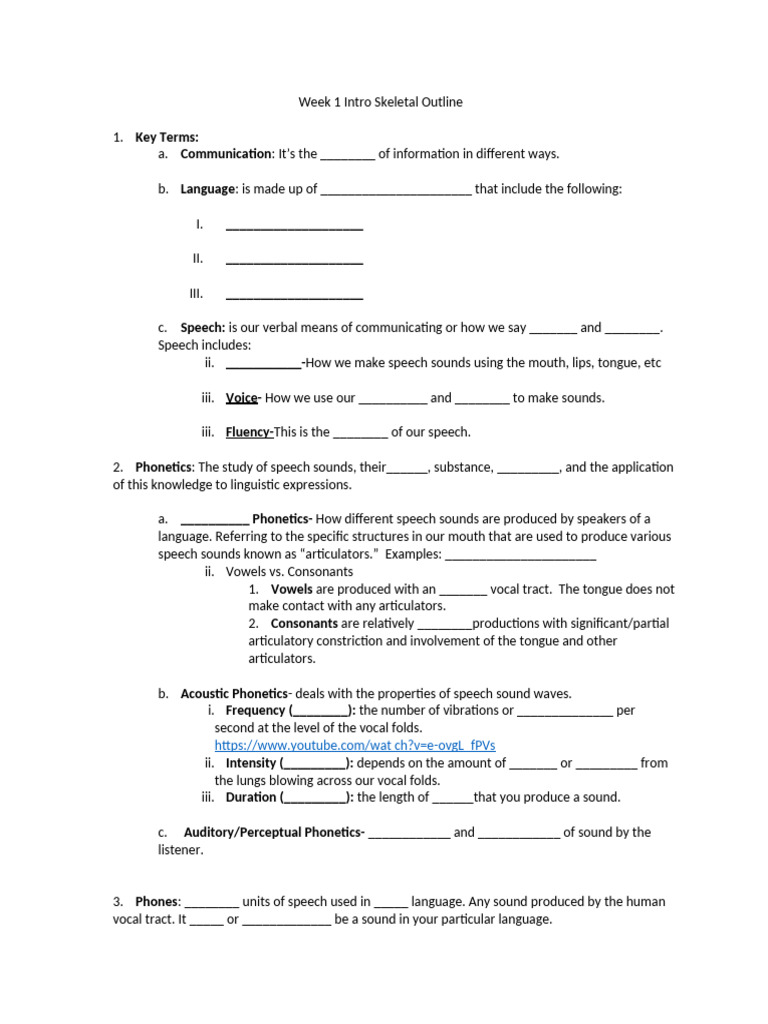 Week 1 Intro Skeletal Outline | PDF