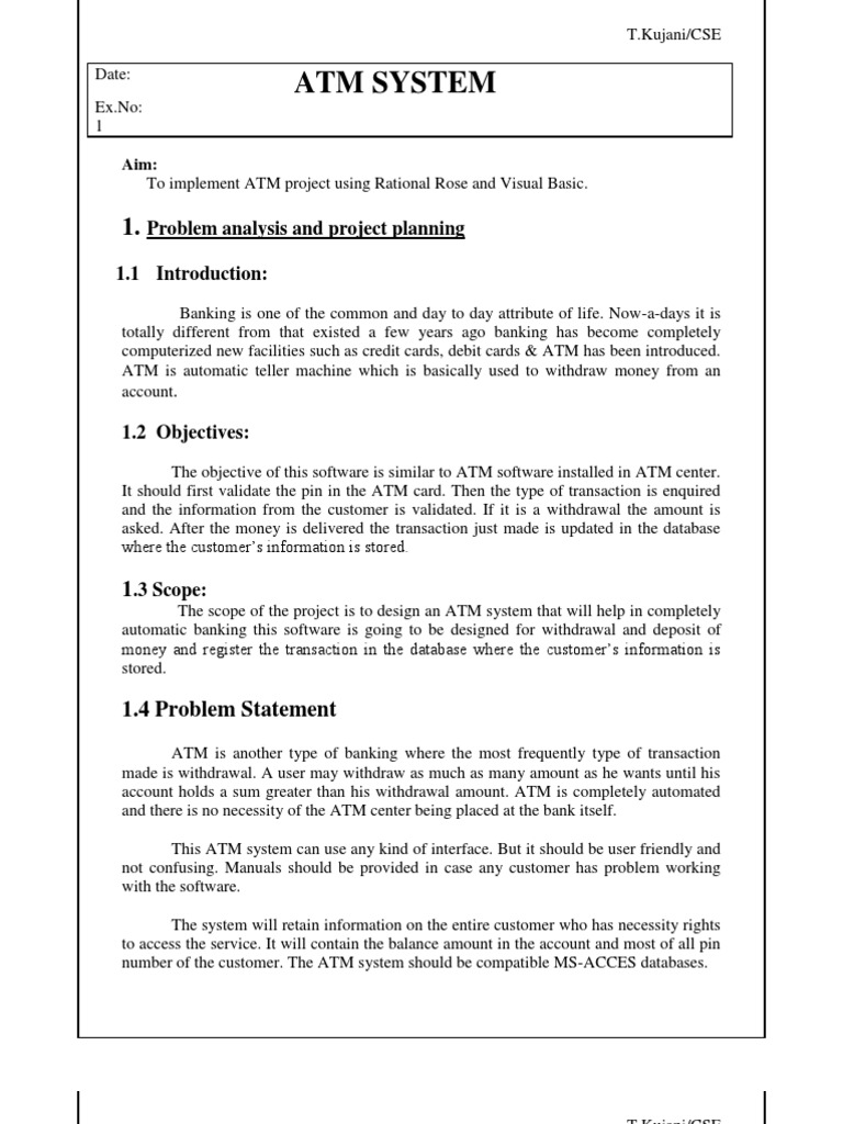 ATM System Design and Implementation | PDF | Automated Teller Machine ...