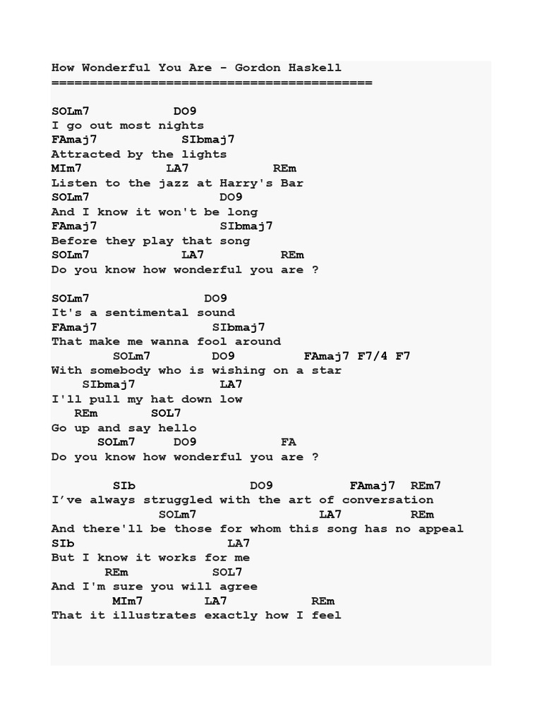How Wonderful You Are | PDF