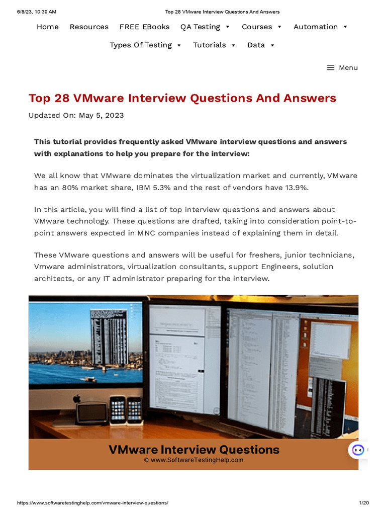 Top 28 VMware Interview Questions And Answers | PDF