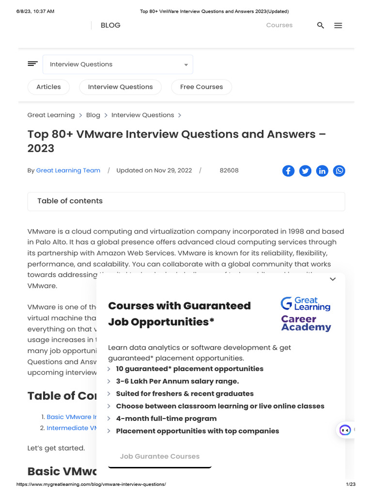 Top 80+ VmWare Interview Questions and Answers 2023 (Updated) | PDF