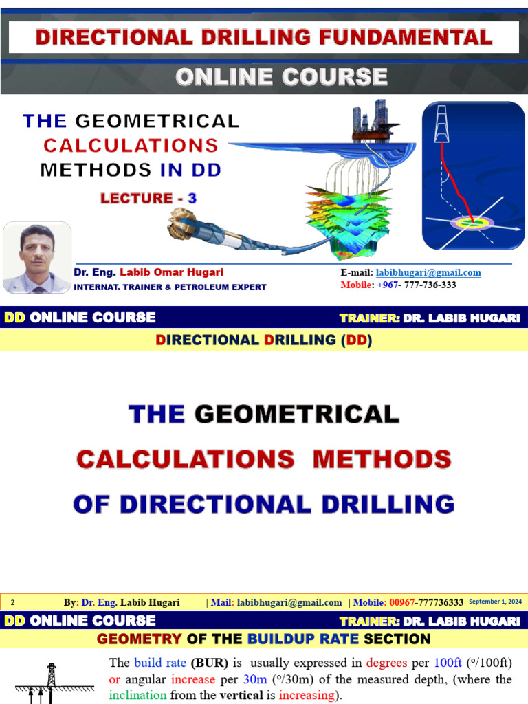 3 - THE GEOMETRICAL CALCULATIONS METHODS IN DD - Lect-3 - DR - Labib | PDF | Angle | Azimuth