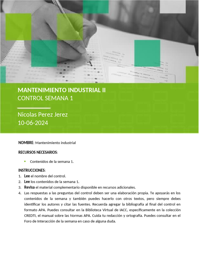 NicolasPerez Semana1 MANT | PDF