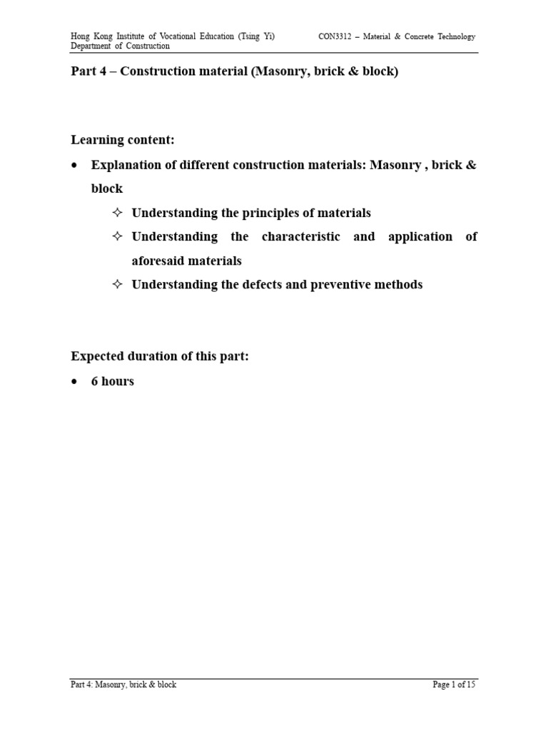 4-Masonry, Brick Block Rev3 | PDF