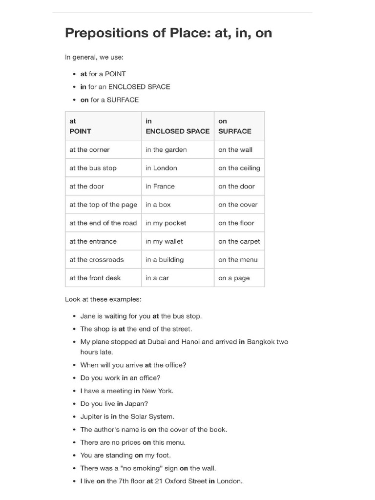 01 Prepositions of Place 2 | PDF