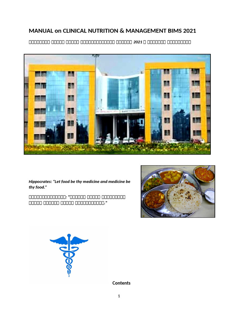 MANUAL For CLINICAL NUTRITION For BIMS | PDF