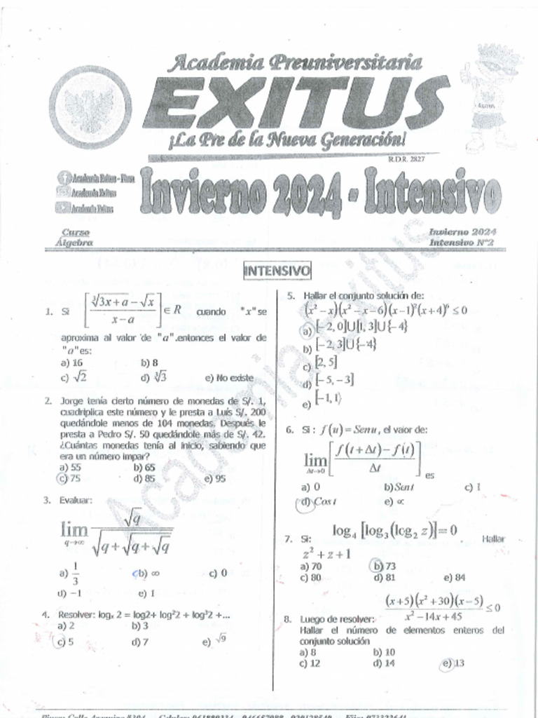 Algebra Intensivo 2-2024 | PDF