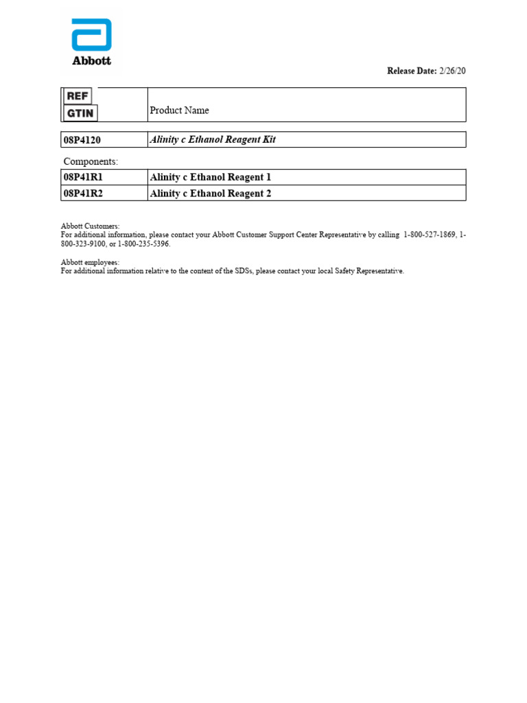 08P4120 Alinity C Ethanol Reagent | PDF