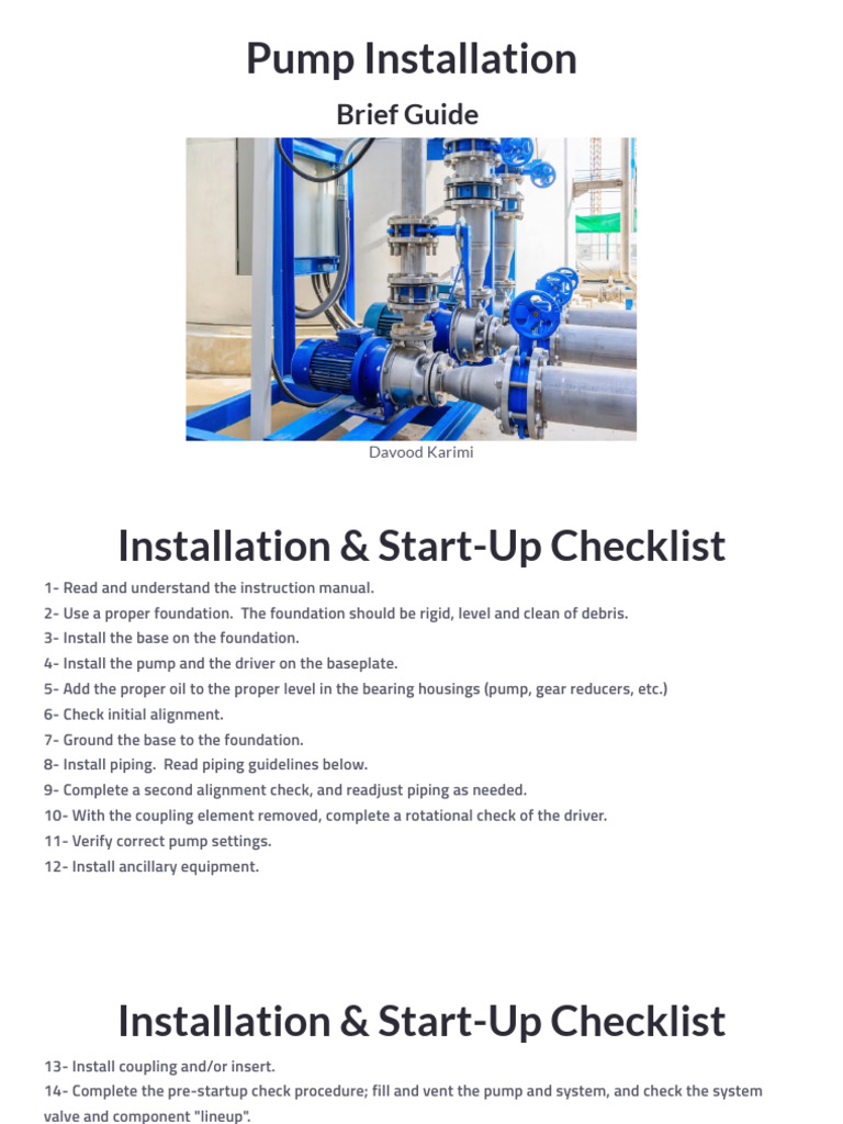 Pump Installation-Brief Guide | PDF