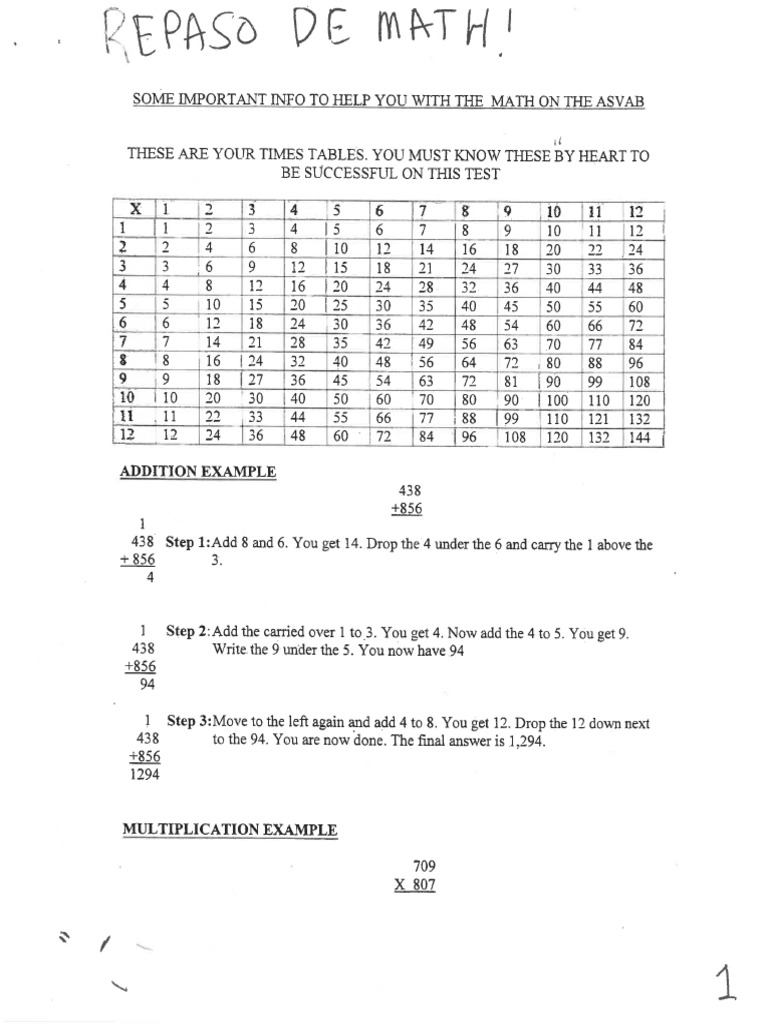 Repaso Matematica Asvab | PDF