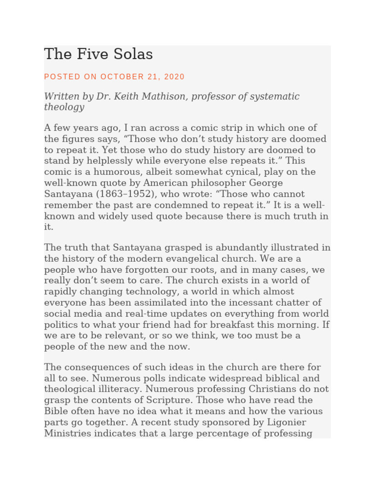 The Five Solas | PDF