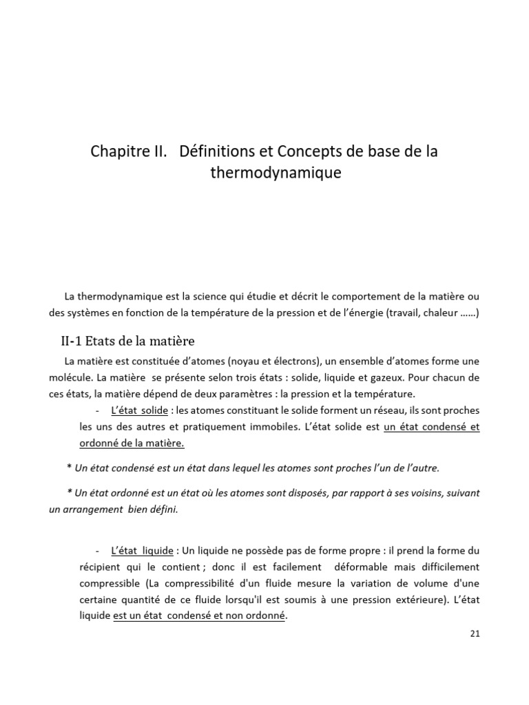 Cours Thermo FST 2020 Chap 2 | PDF