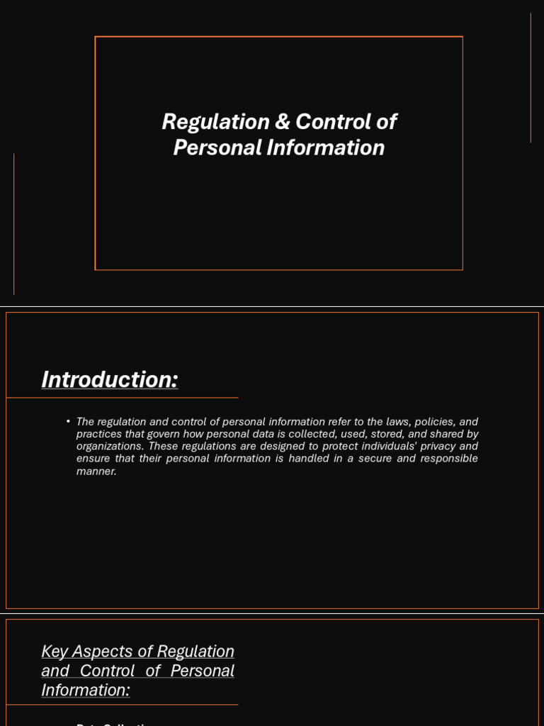 Regulation & Control of Personal Information | PDF