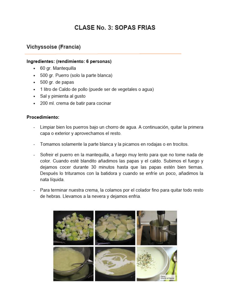 Clase 3 Sopas Frias | PDF | Alimentos | Cocina, comidas y vino