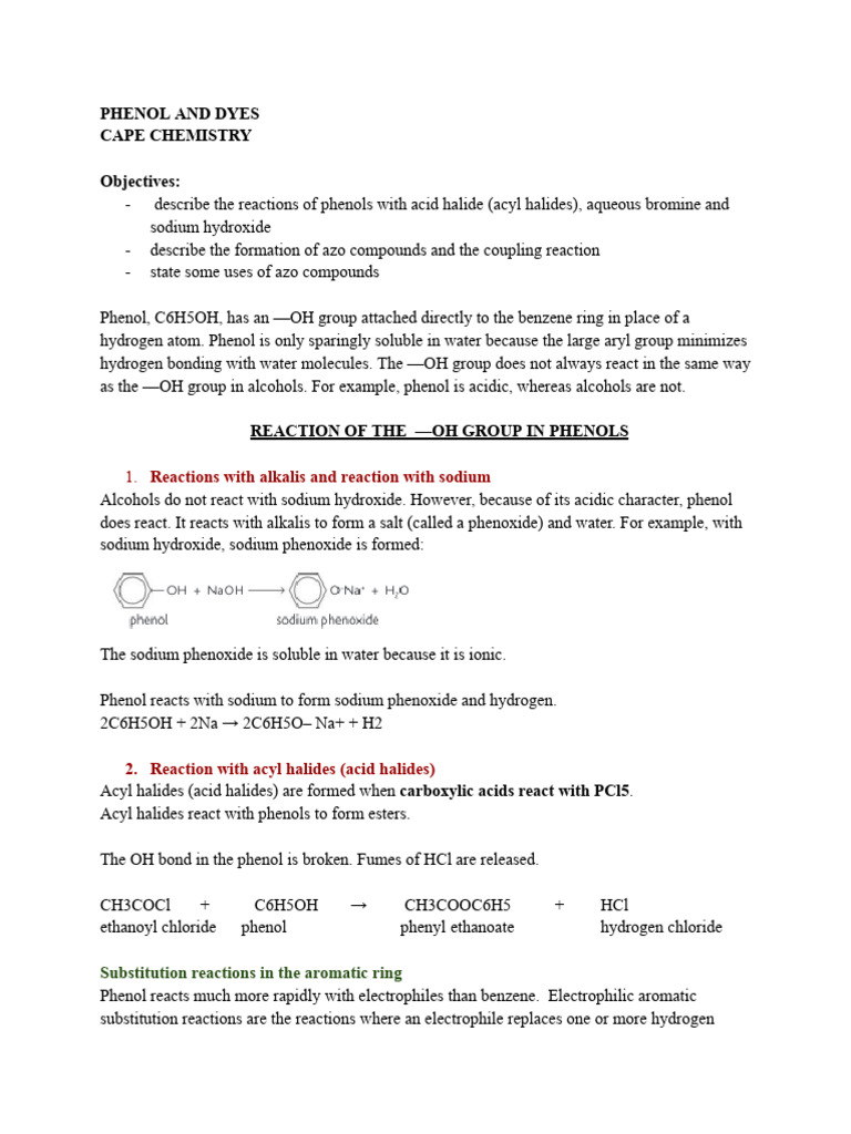 Phenol and Dyes | PDF