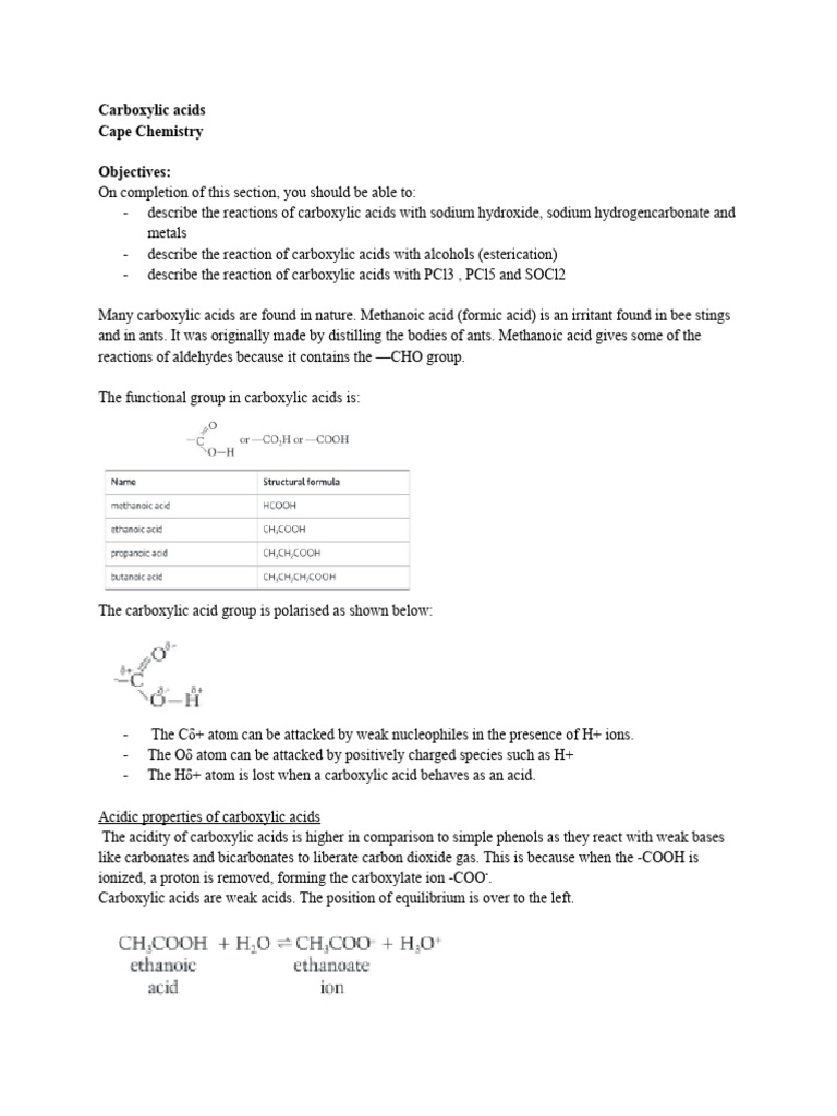 Carboxylic Acids and Esters | PDF