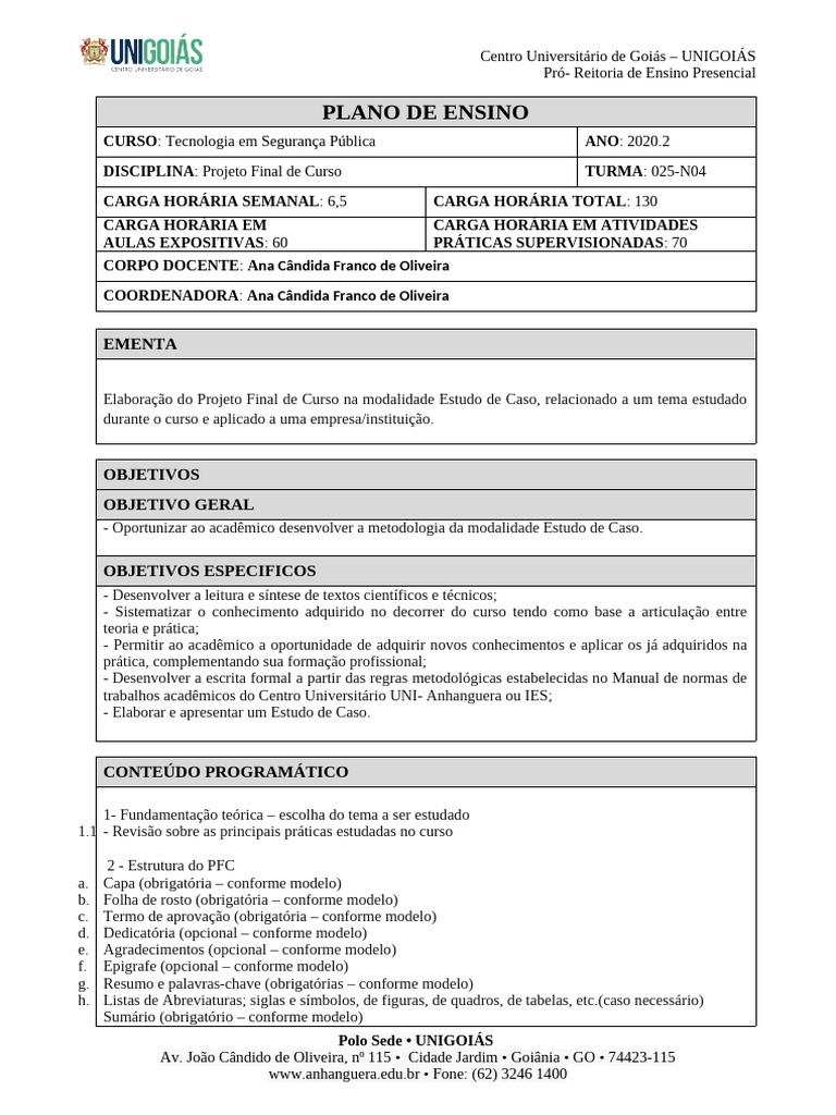 Projeto Final de Curso | PDF