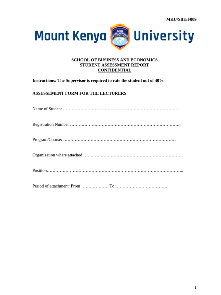 MKU Industrial Assesor's Attachment Form SBE | PDF