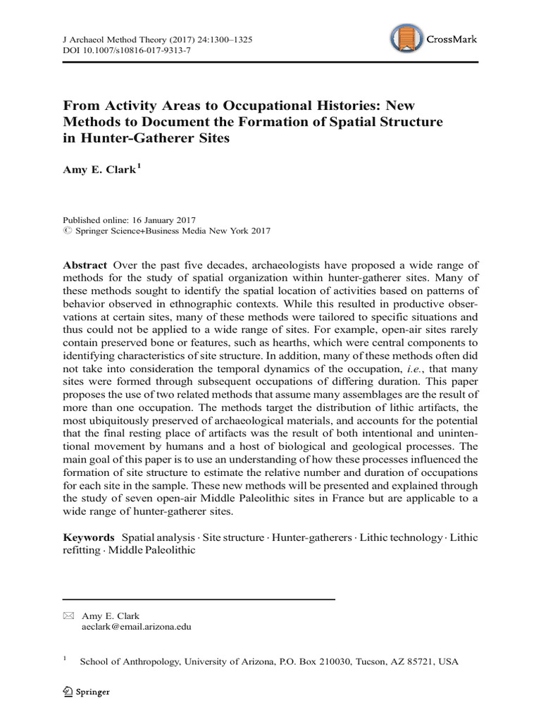 Methods Activity Areas Hunter Gatheres | PDF