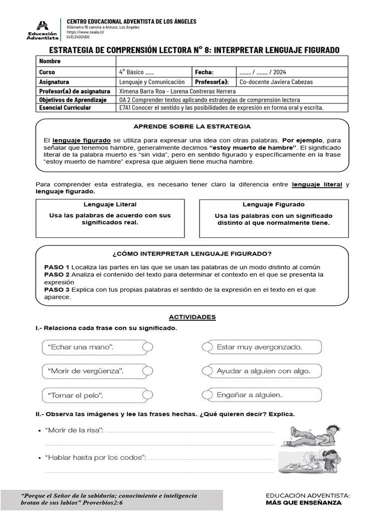 GUIA 8 INTERPRETAR LENGUAJE FIGURADO | PDF