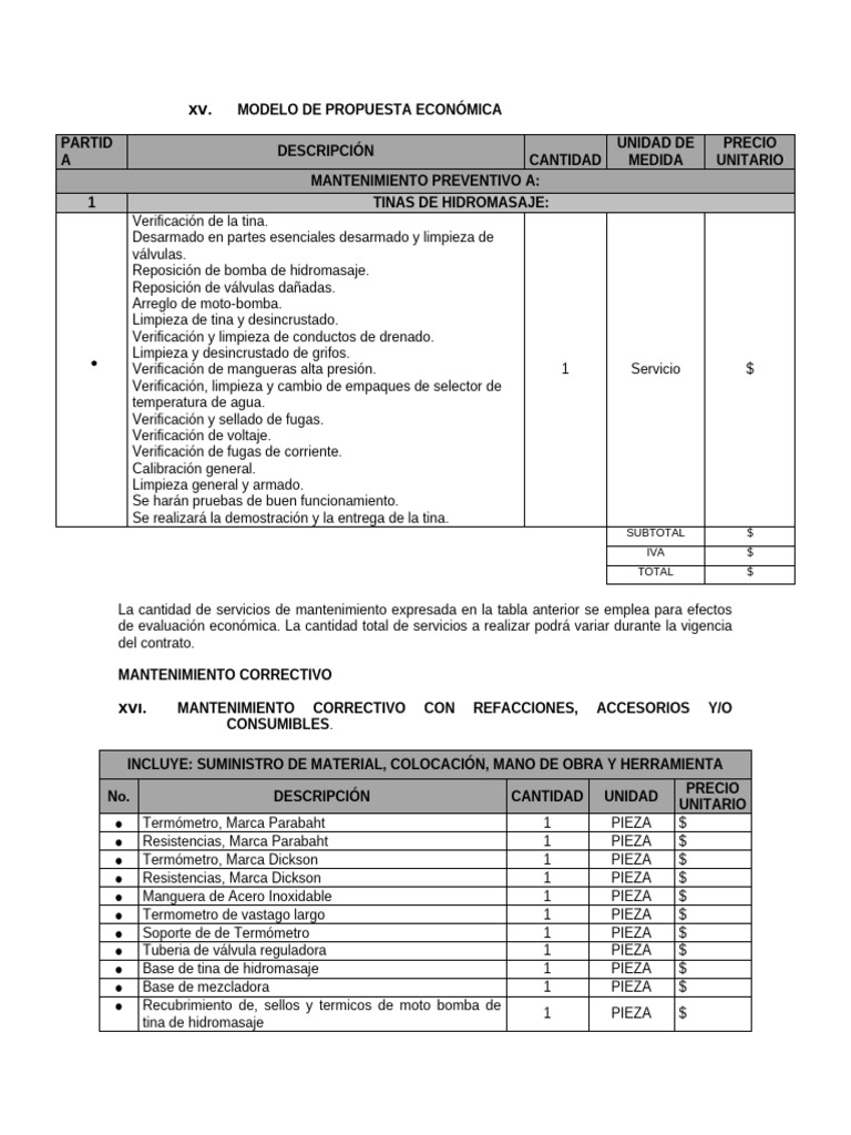 Modelo de Propuesta Económica | PDF