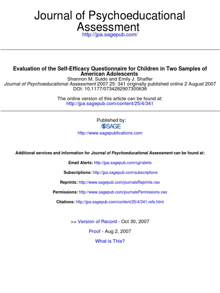 Child Se Scale | PDF | Self Efficacy | Factor Analysis