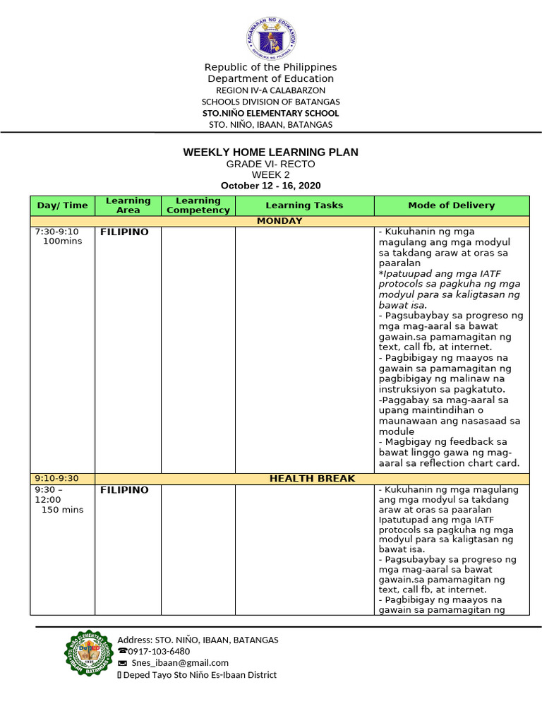 New GR.6 Week 2 WHLP | PDF