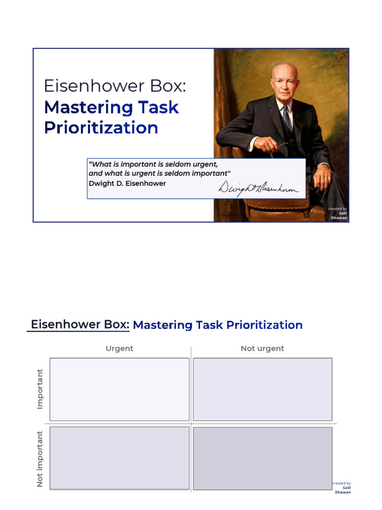 Eisenhower Box Mastering Task Prioritization | PDF