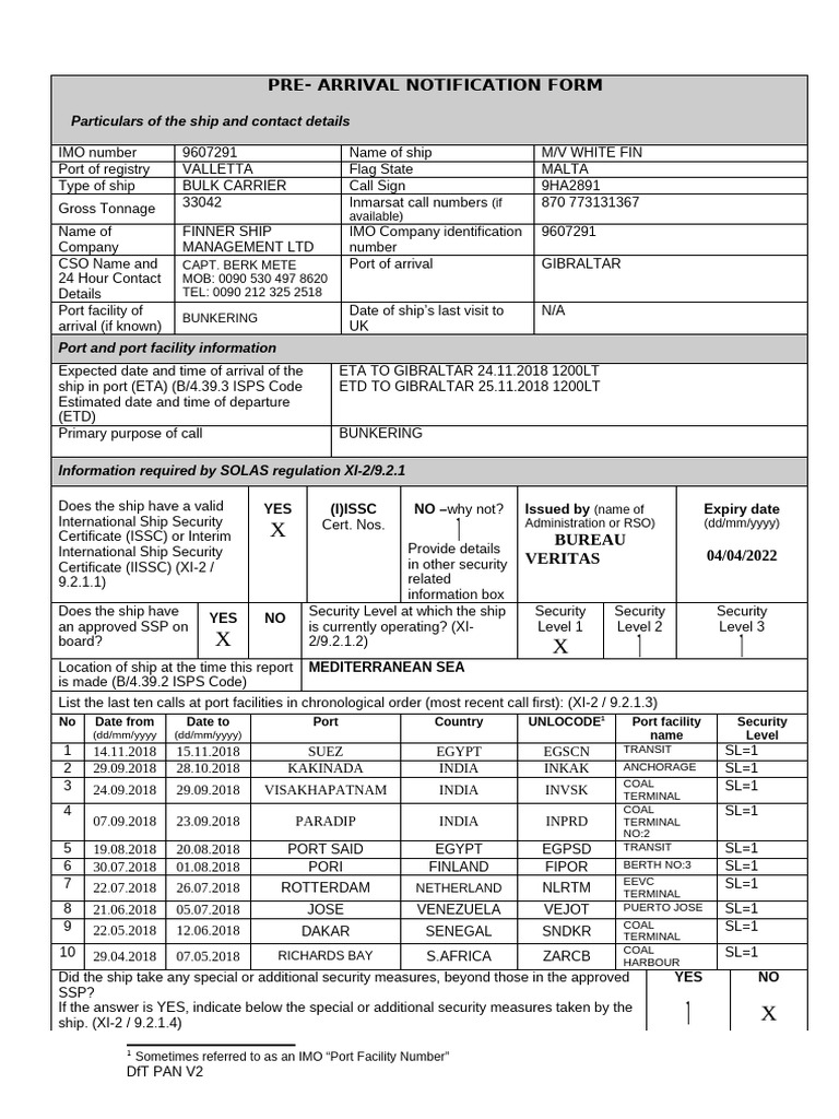 1 Pre-Arrival Notification Form V2 (PAN) | PDF
