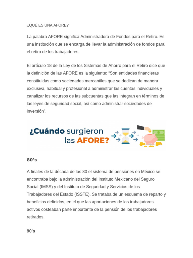 Qué Es Una Afore | PDF | Pensión | Negocios