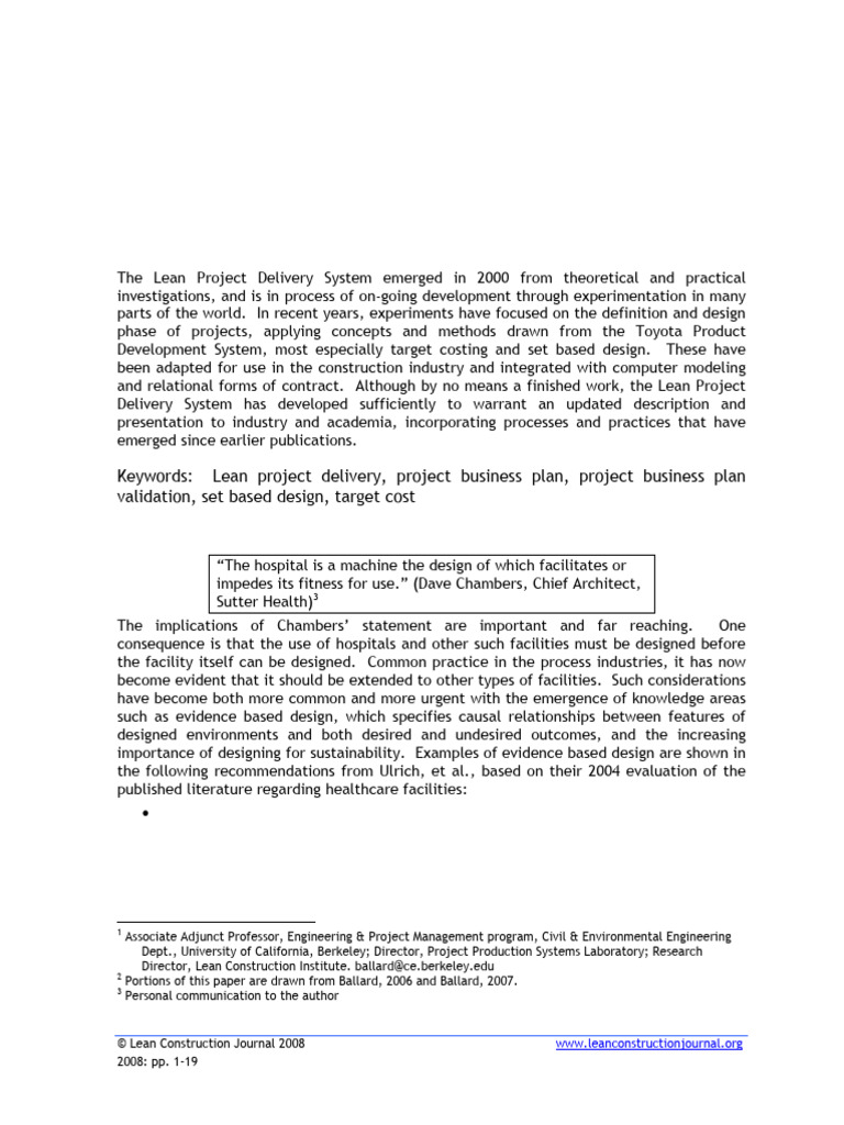 The Lean Project Delivery System An Upda | PDF