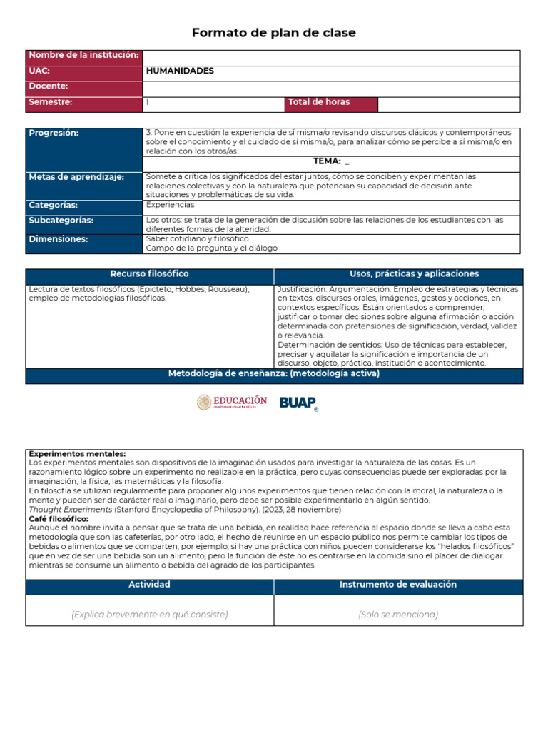 Formato Plan de Clase Progresion 3 | PDF