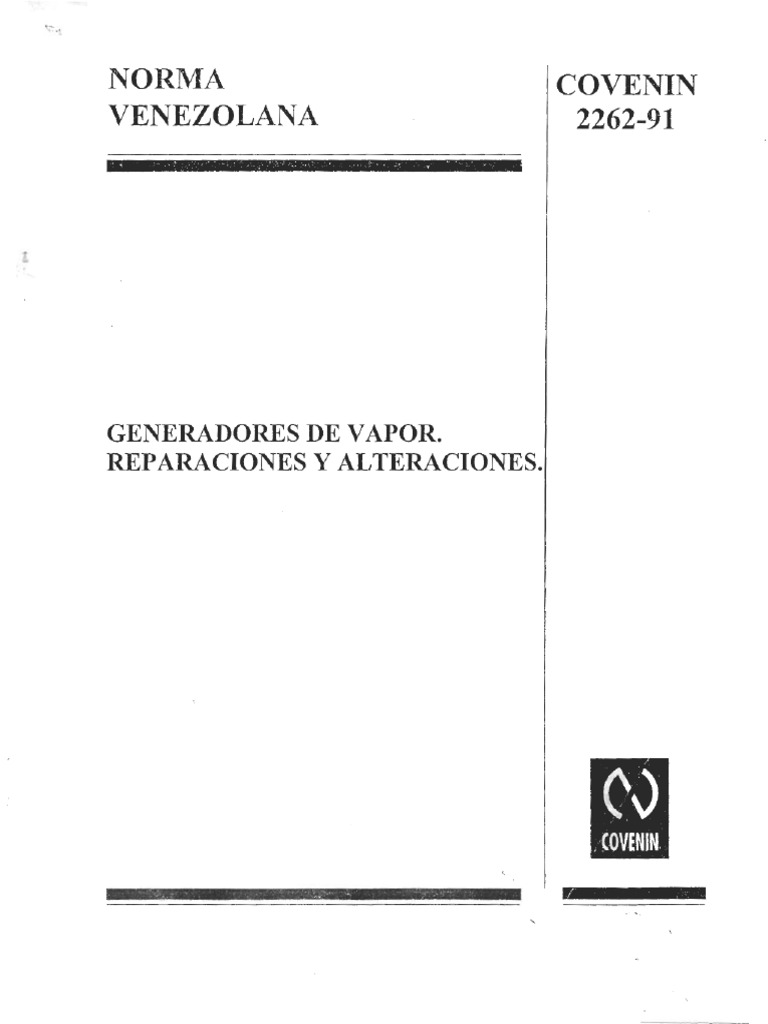 Covenin 2262-91. Generadores de Vapor. Reparaciones y Alteraciones | PDF