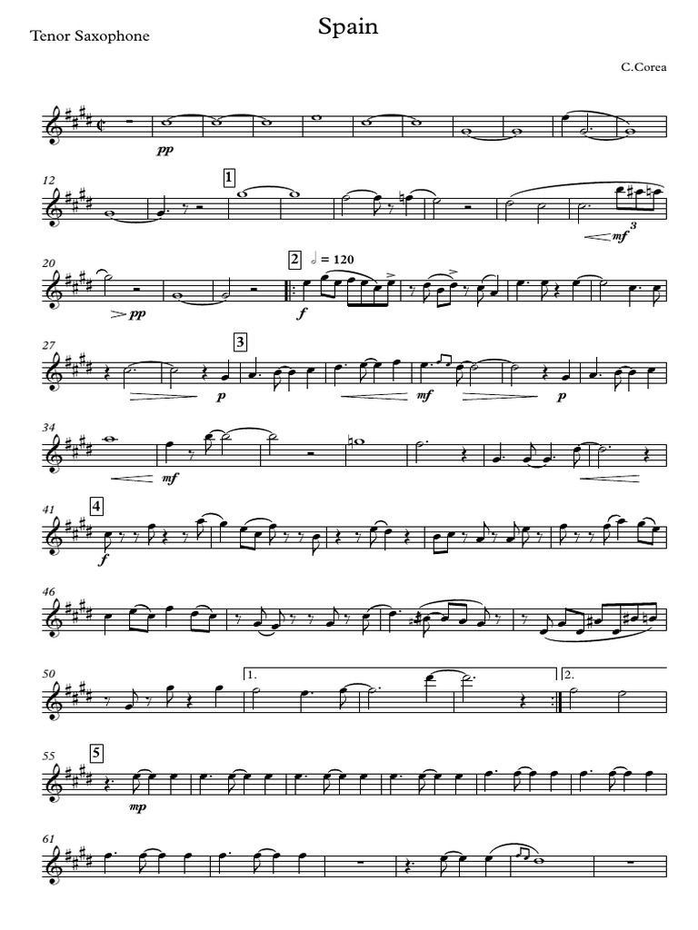 Spain - Tenor Saxophone | PDF