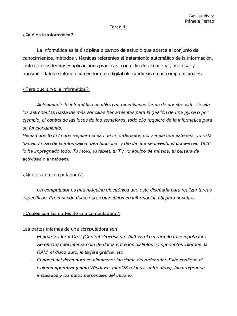 Tarea 1 (Informática) | PDF