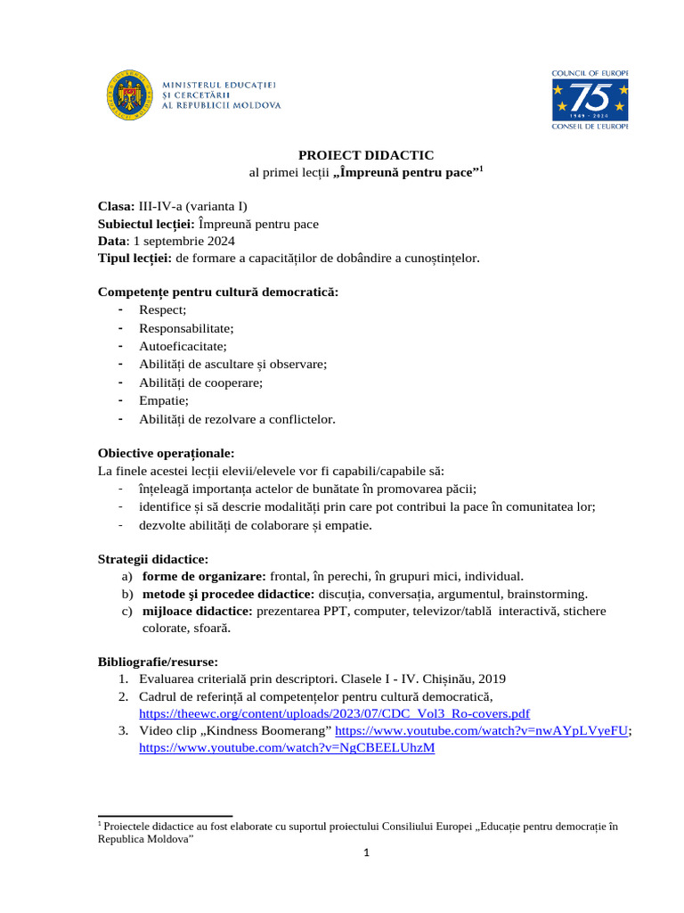 Repere Prima Lectie Clasele Iii-Iv Varianta 1 | PDF