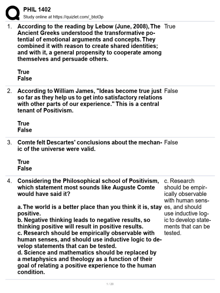 Phil 1402 Quiz 1 | PDF