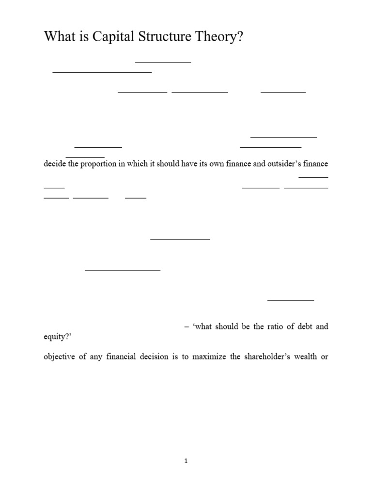 What Is Capital Structure Theory Note | PDF | Capital Structure ...