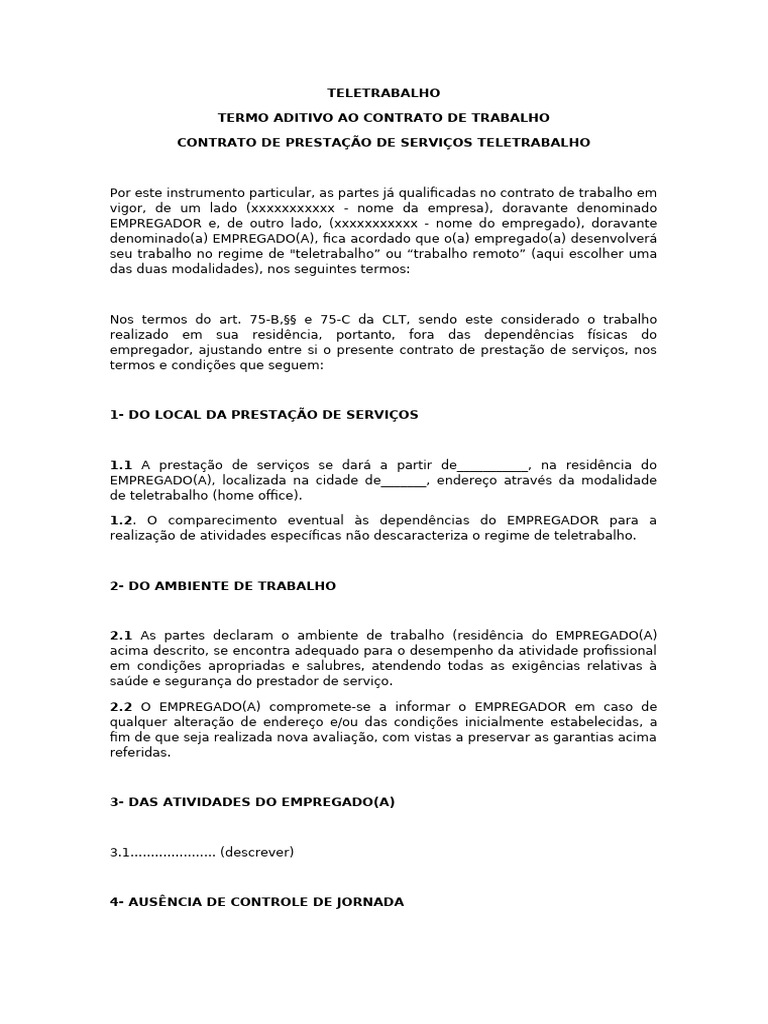 Teletrabalho Modelo | PDF
