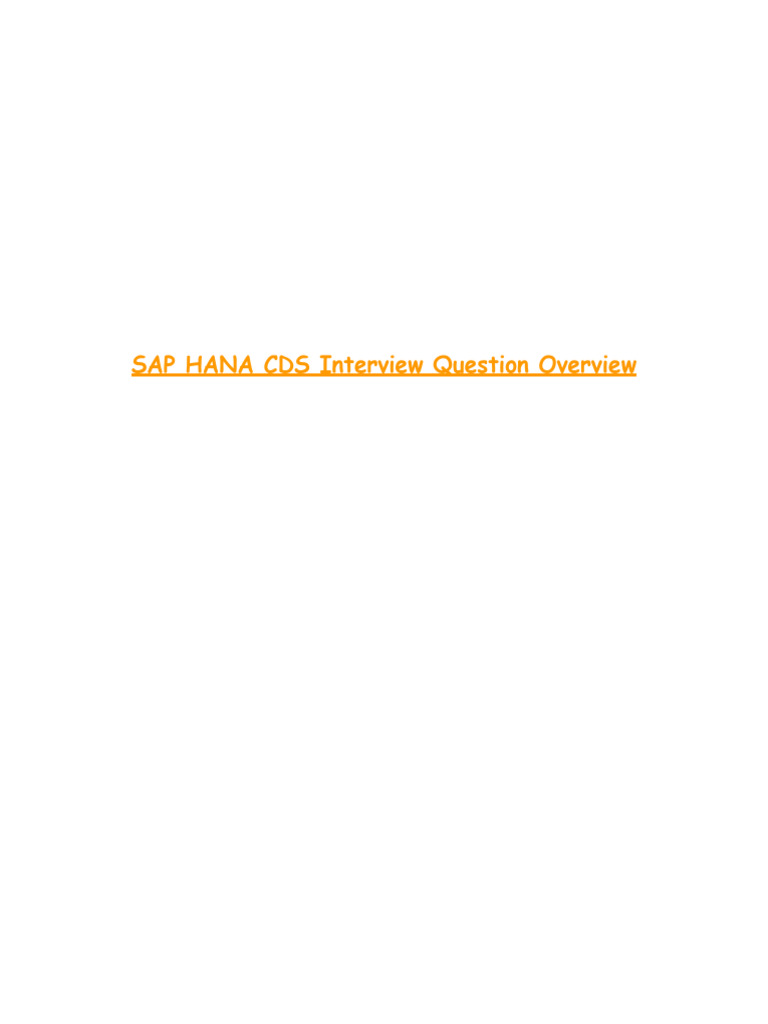 SAP CDS Interview | PDF