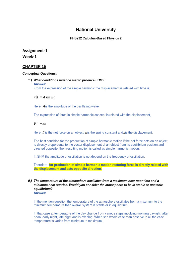 PHS232 - Assignment1 - Lesson1 | PDF